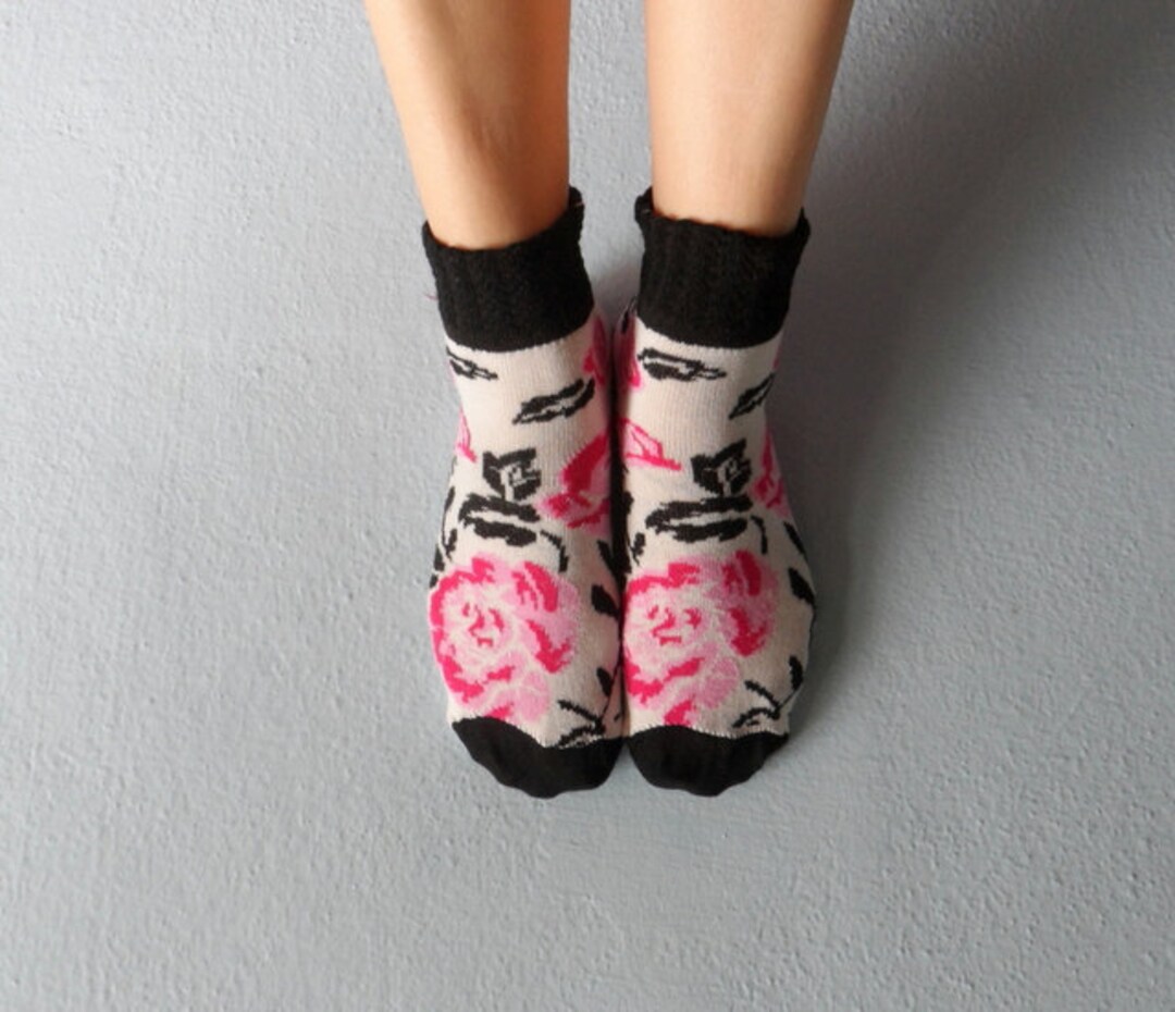 Women's Socks Ankle Socks Rose Printed Socks Boot Socks White Socks - Etsy