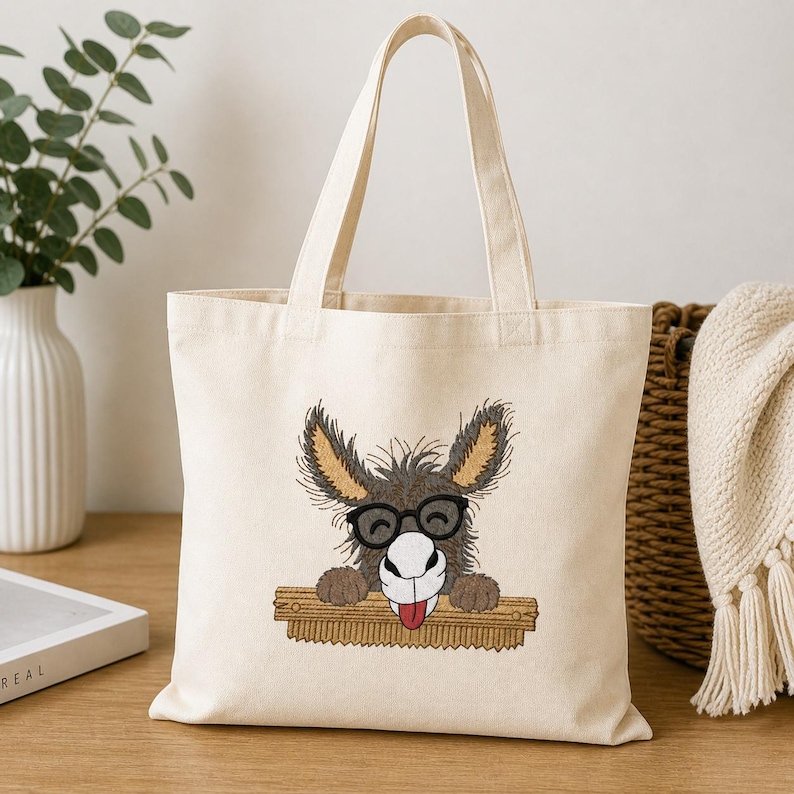 Funny Donkey Face Embroidery Design, Donkey With Glasses Embroidery ...