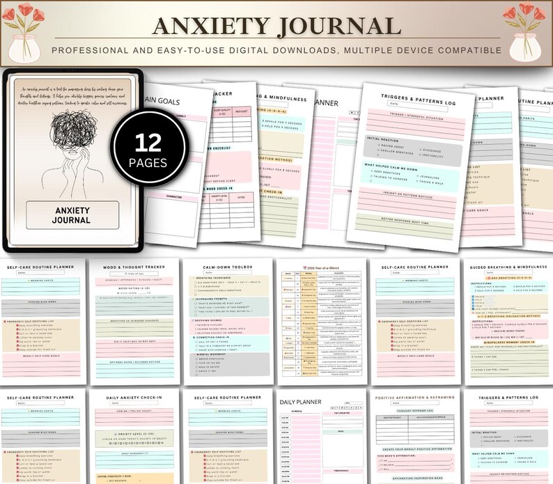 Anxiety Journal Printable | CBT Mental Health Workbook (PDF Download ...
