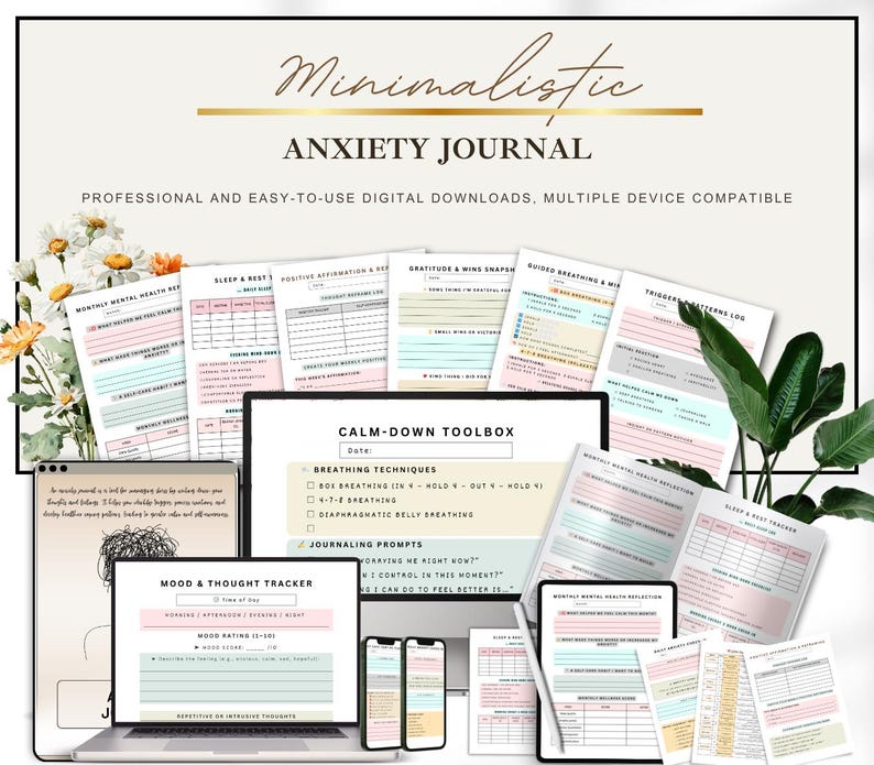 Anxiety Journal Printable | CBT Mental Health Workbook (PDF Download ...