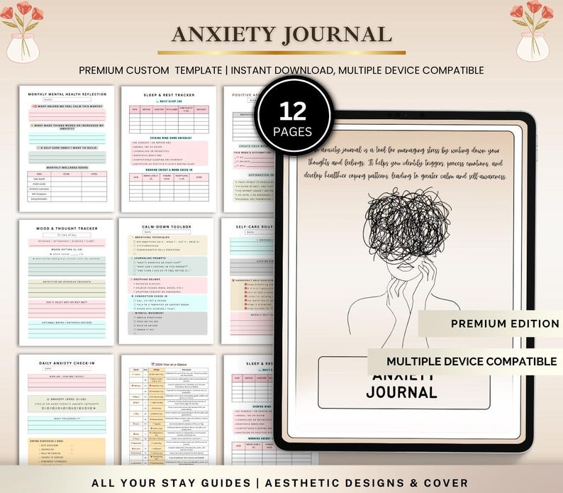 Anxiety Journal Printable | CBT Mental Health Workbook (PDF Download ...