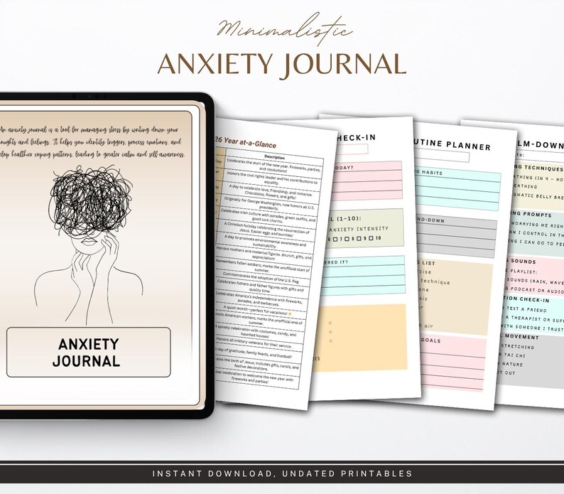 Anxiety Journal Printable | CBT Mental Health Workbook (PDF Download ...