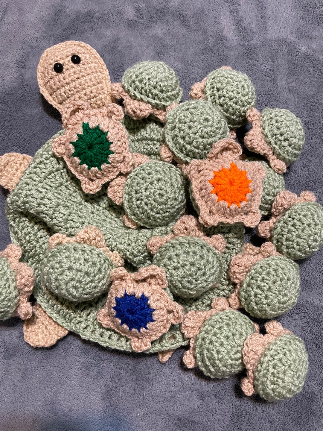 Crocheted Turtle Memory Game With 20 Baby Turtles - Etsy