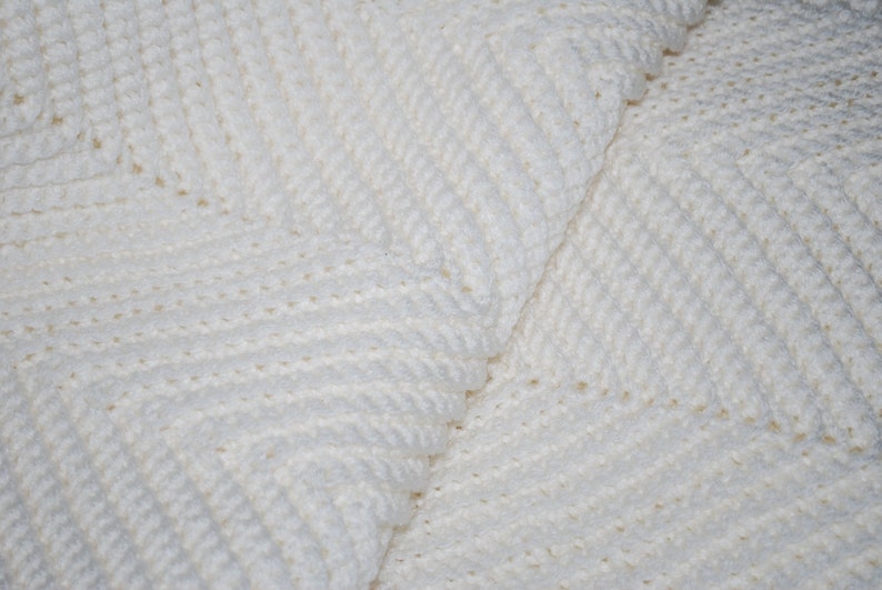 Crocheted Large Soft White Ripple Afghan - Etsy