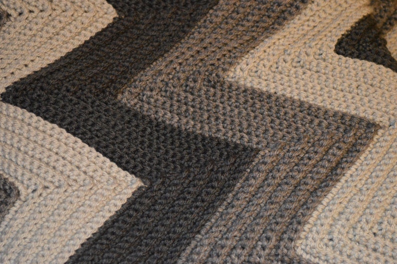 Large Crocheted Ripple Afghan in Grey Tones - Etsy