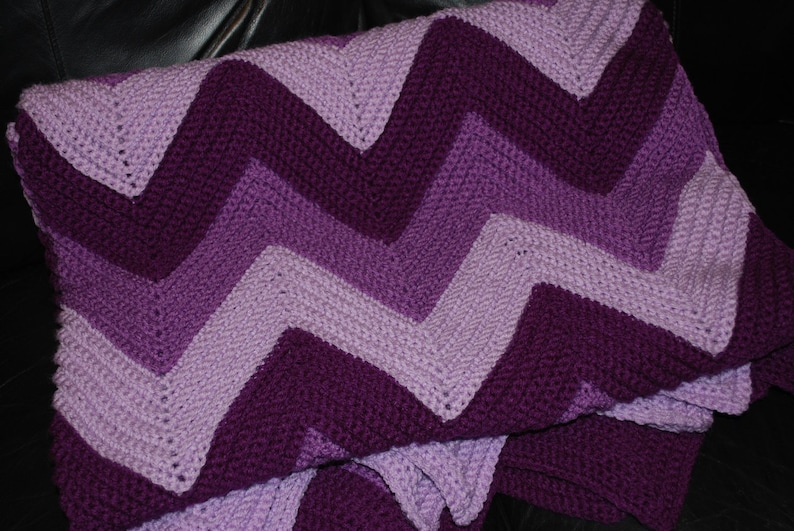Crocheted Large Ripple Afghan in Purples - Etsy