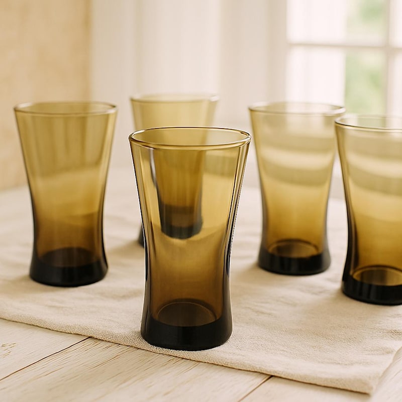 Linden Mocha Glassware - Etsy