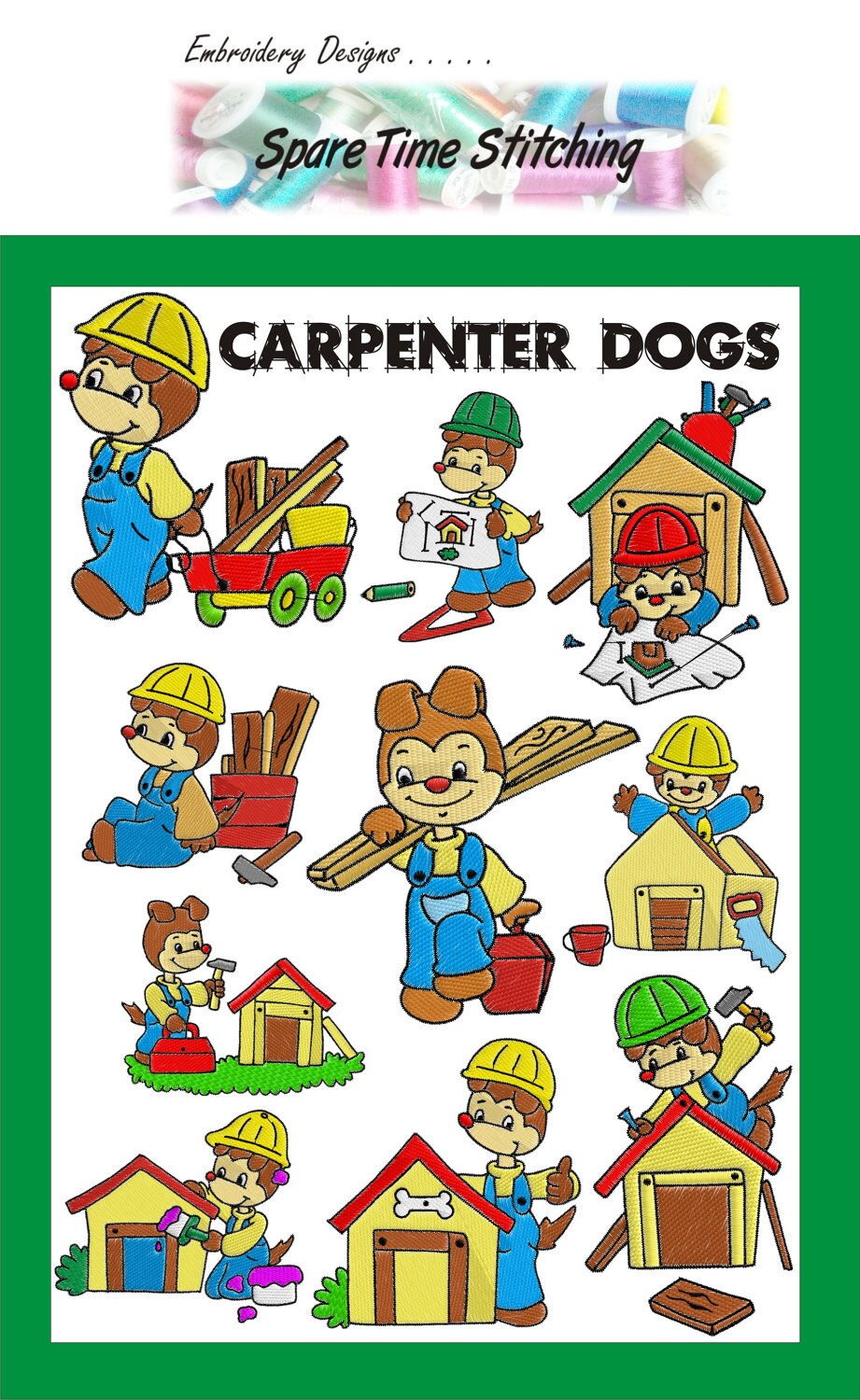 Digital Download - Carpenter Dogs Embroidery Designs - 10 Designs - Etsy