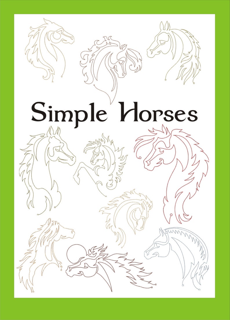 Simple Horses Machine Embroidery 10 Designs - Instant Download ...