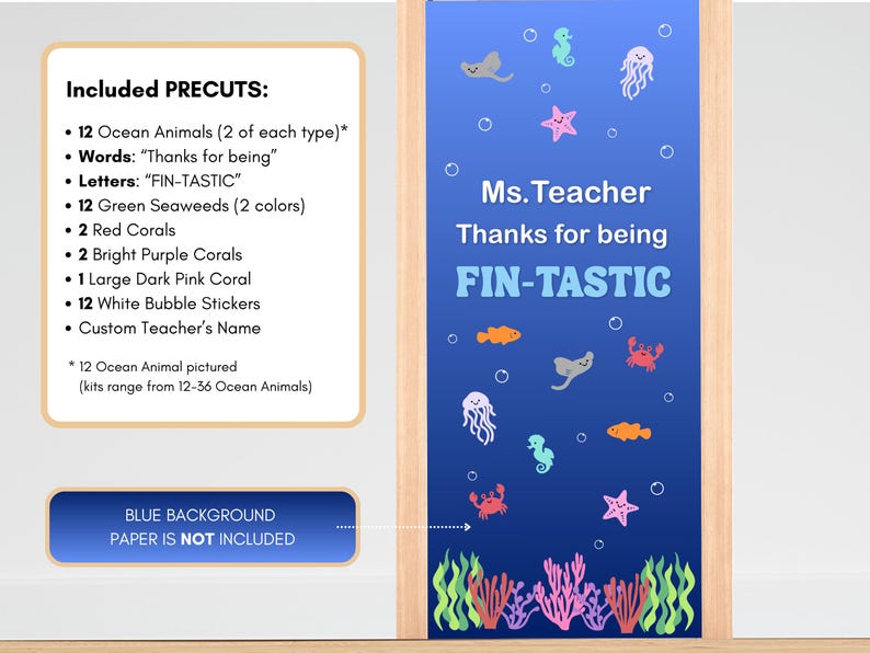 THANKS OCEAN ANIMALS - Teacher's Appreciation, Precut Door Decoration ...