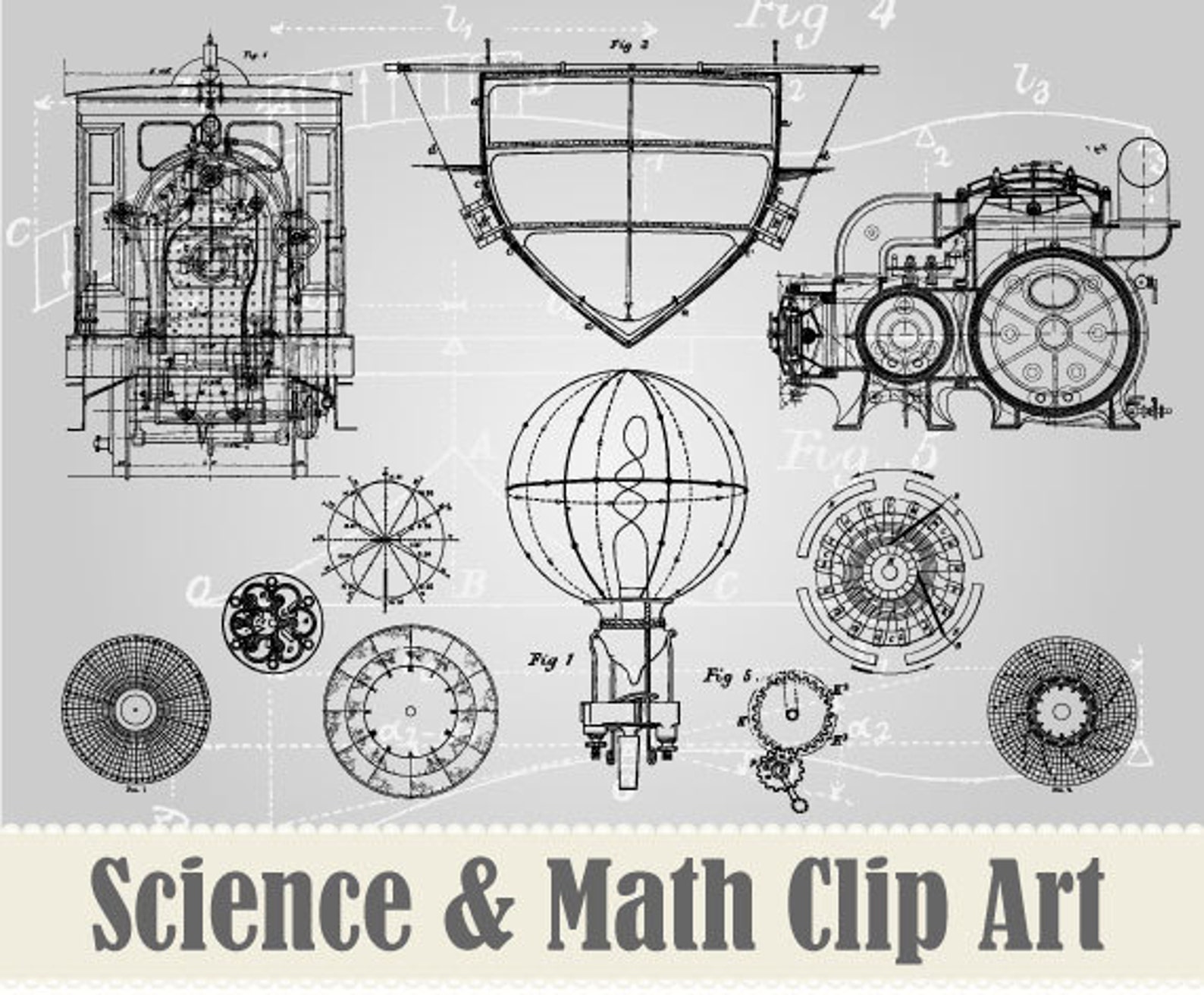 NEW 15 Vintage Science & Math Drawings Clip Art Collection - 100% ...