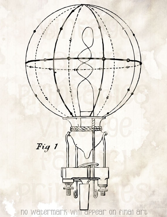 Cool Antique Lightbulb Technical Drawing Digital Jpgs & PNG | Etsy
