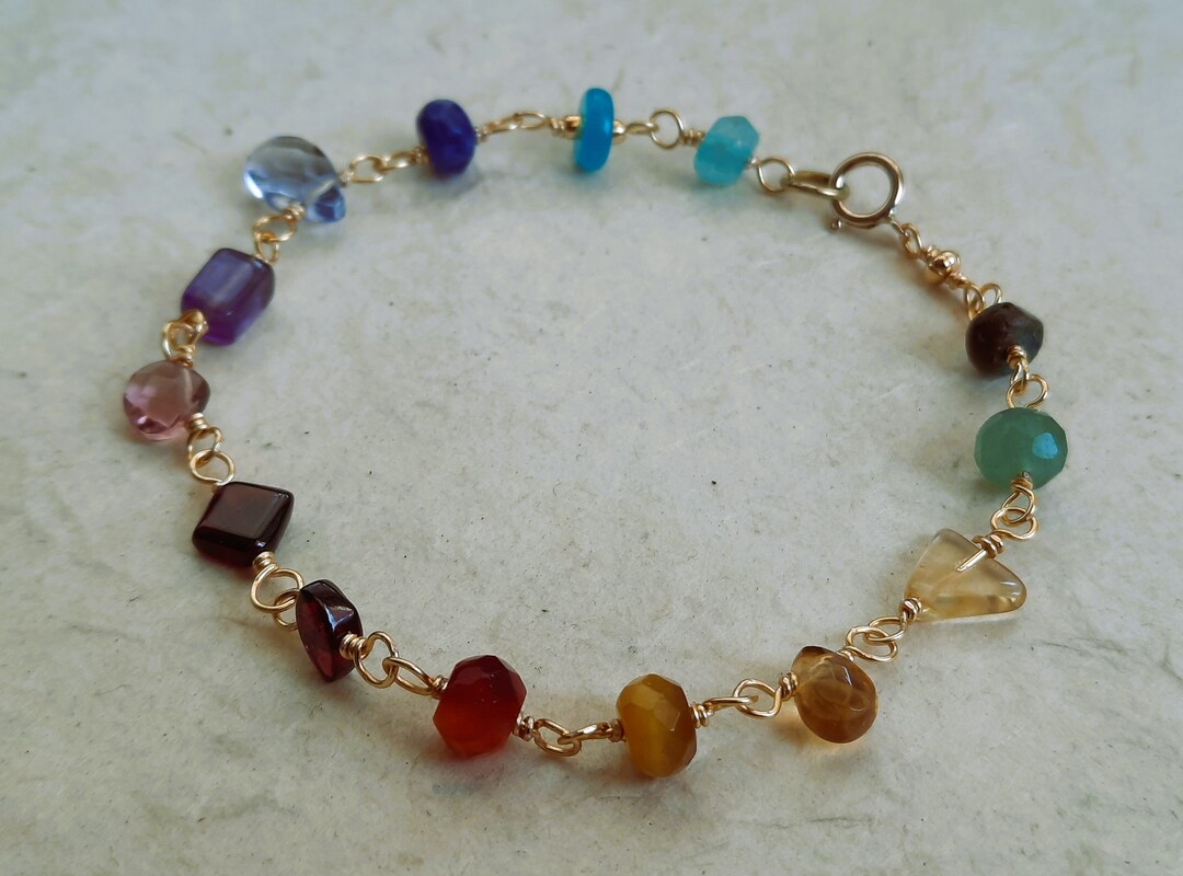 Gemstone Bracelet Colors of the Rainbow Gemstone Bracelet - Etsy Australia