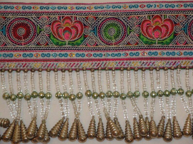 Vintage Hmong Textile Long Beads Strap Hand made | Etsy