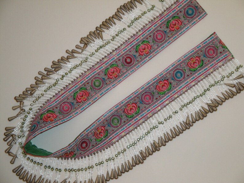 Vintage Hmong Textile Long Beads Strap Hand made | Etsy