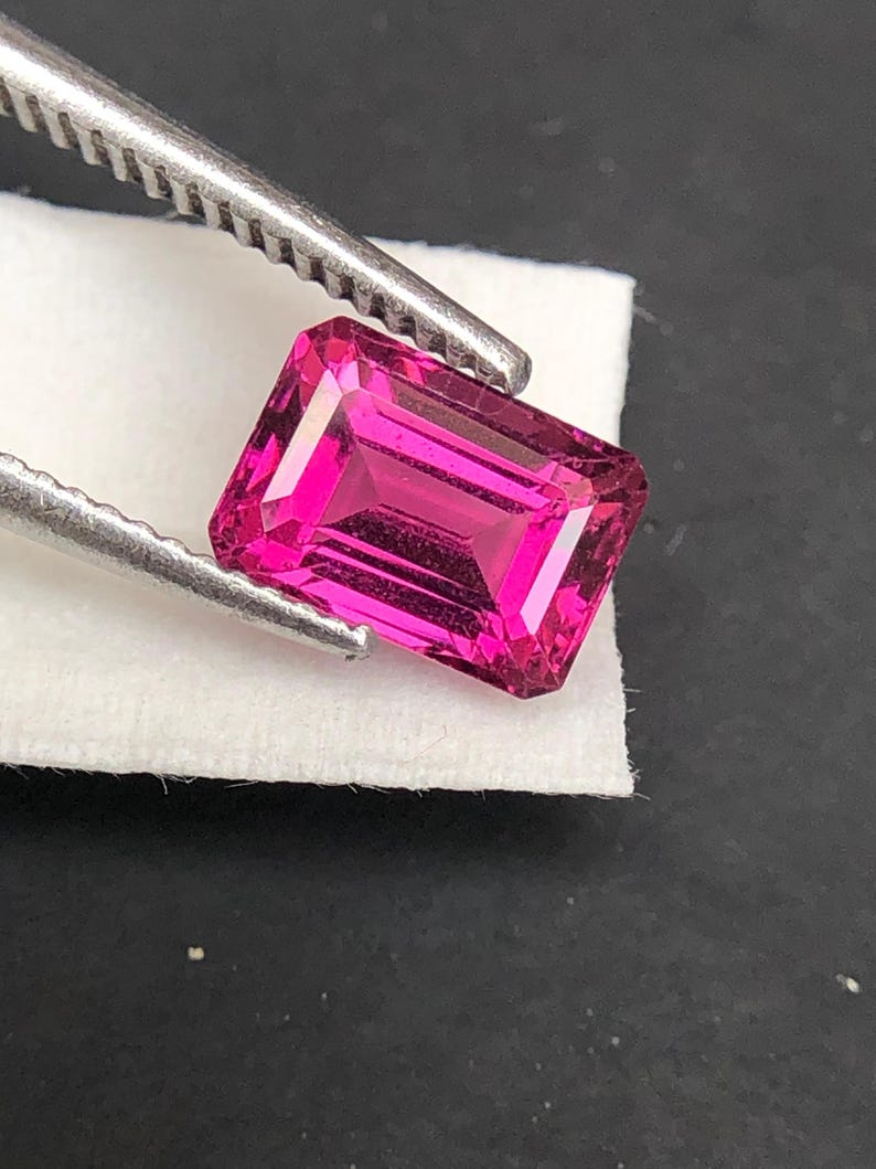 Natural Neon Pink Garnet Octagon Gemstone |for Jewelry Making (7x5.10x4 ...