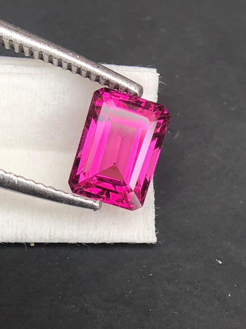 Natural Neon Pink Garnet Octagon Gemstone |for Jewelry Making (7x5.10x4 ...