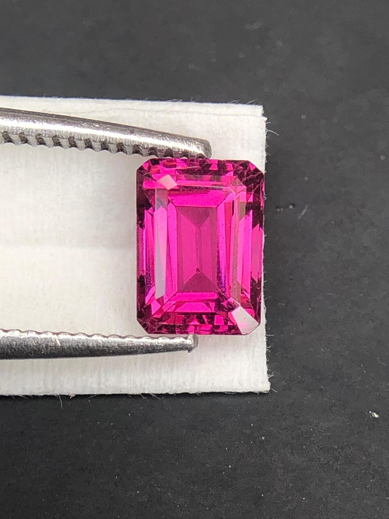 Natural Neon Pink Garnet Octagon Gemstone |for Jewelry Making (7x5.10x4 ...