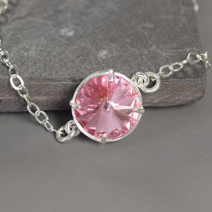 October Birthstone Bracelet Silver Pink Crystal Bracelet October ...