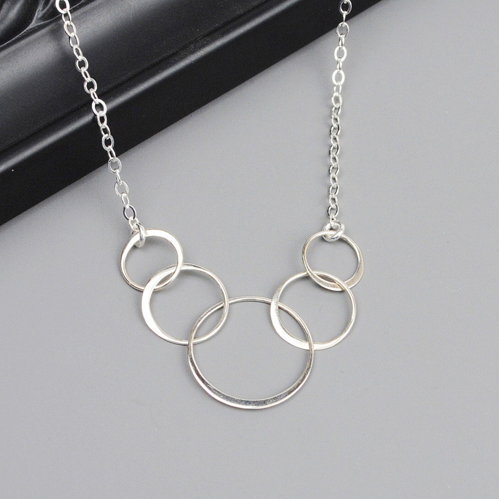 5 Circle Necklace Sterling Silver Interlocking Five Circle - Etsy