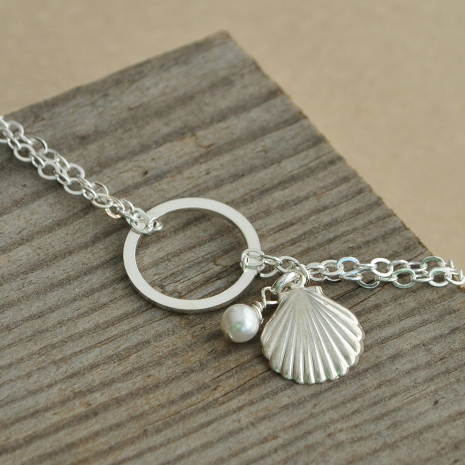 Silver Eternity Bracelet Sea Shell Bracelet Sterling Silver - Etsy