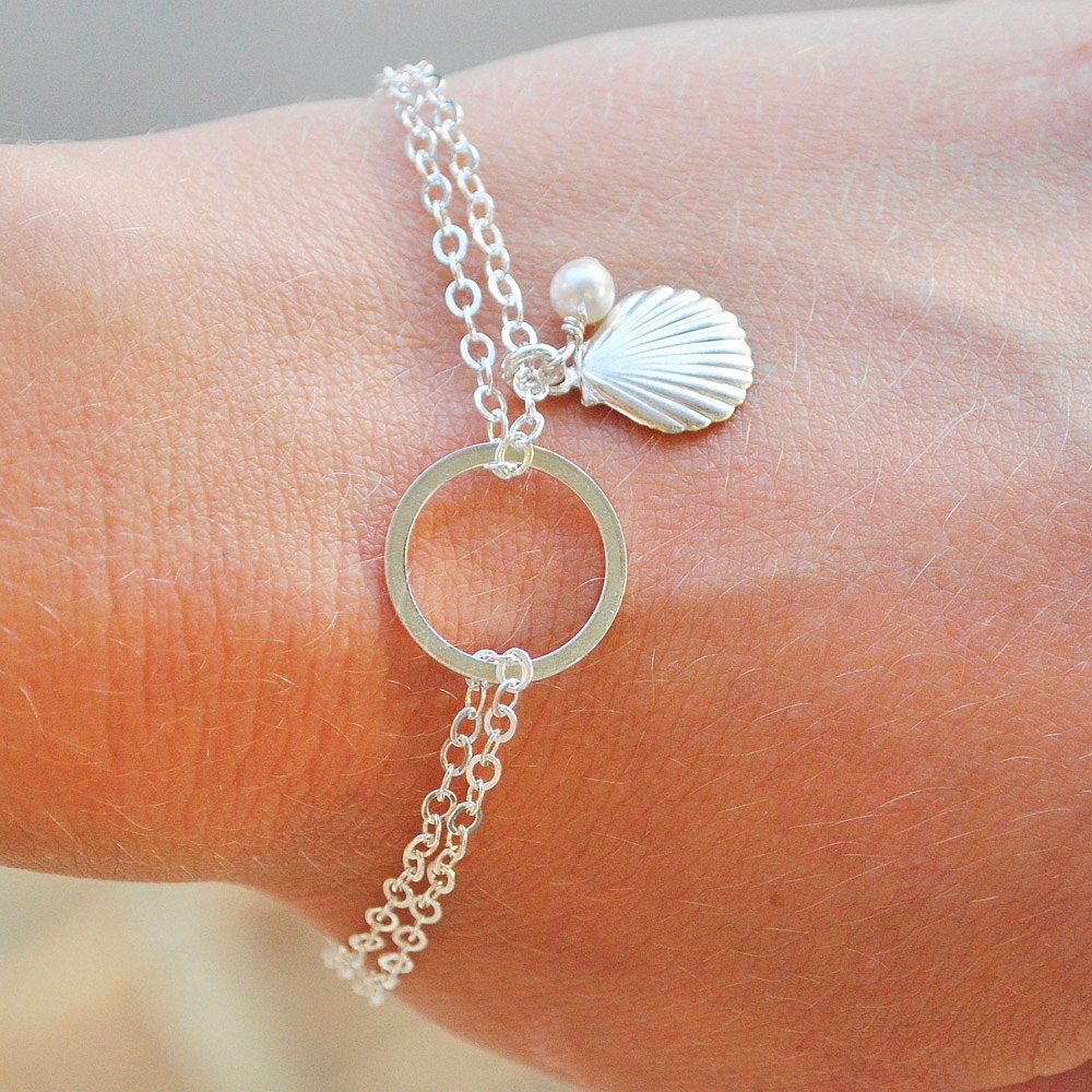 Silver Eternity Bracelet Sea Shell Bracelet Sterling Silver | Etsy