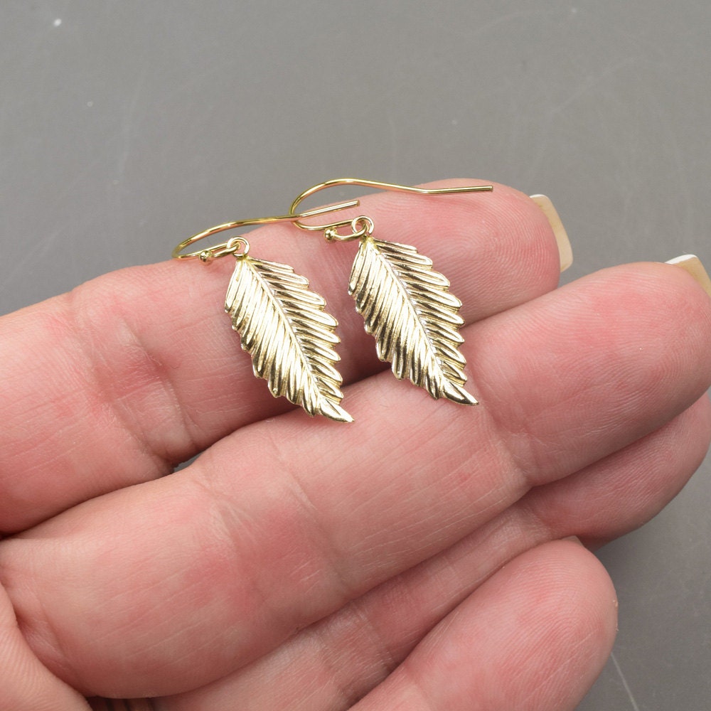 Dainty Gold Leaf Earrings Simple Everyday Earrings for Women Gold ...