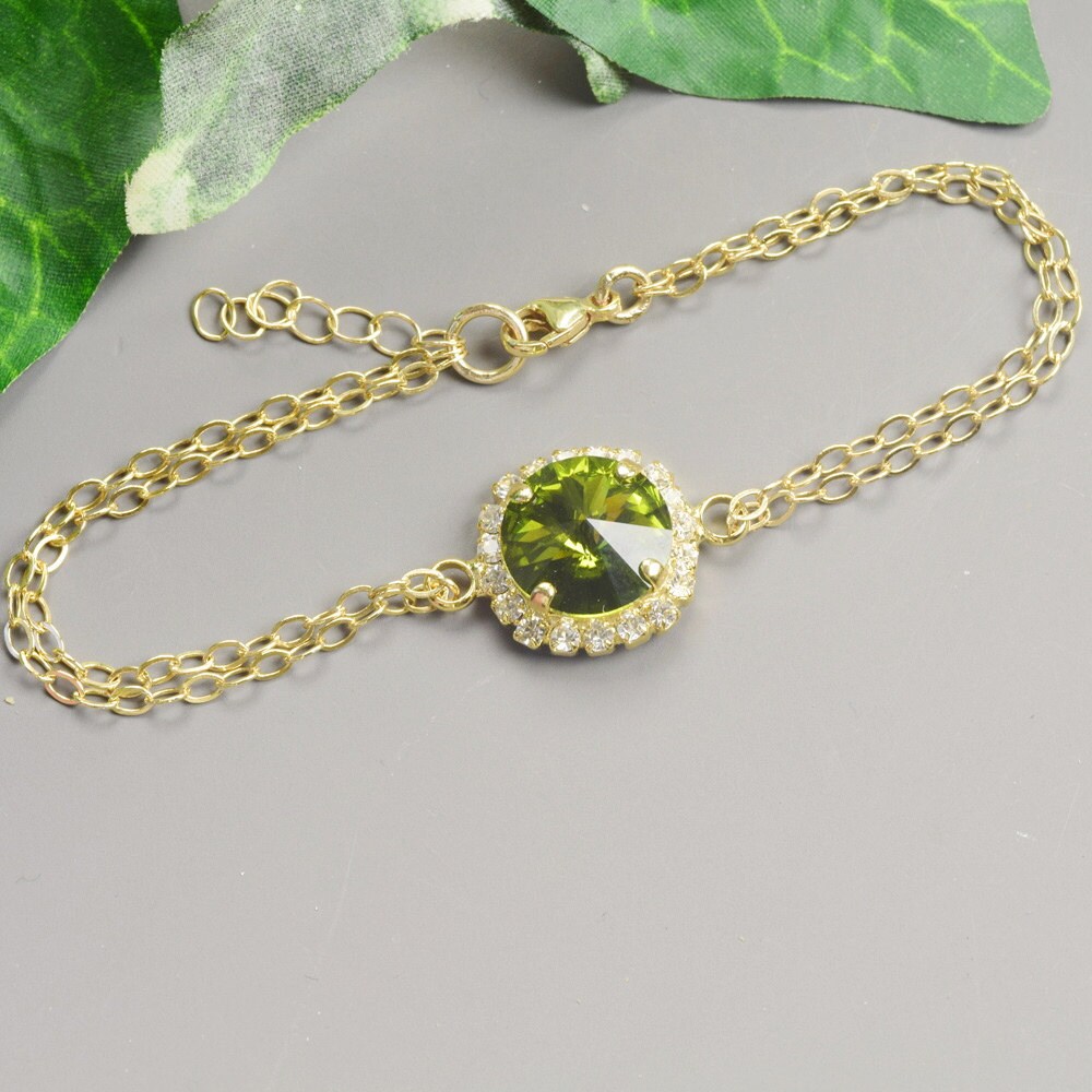 Olivine Necklace Crystal Olive Green Bridal Jewelry Wedding - Etsy