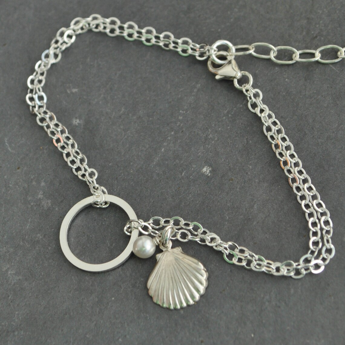 Silver Eternity Bracelet Sea Shell Bracelet Sterling Silver | Etsy