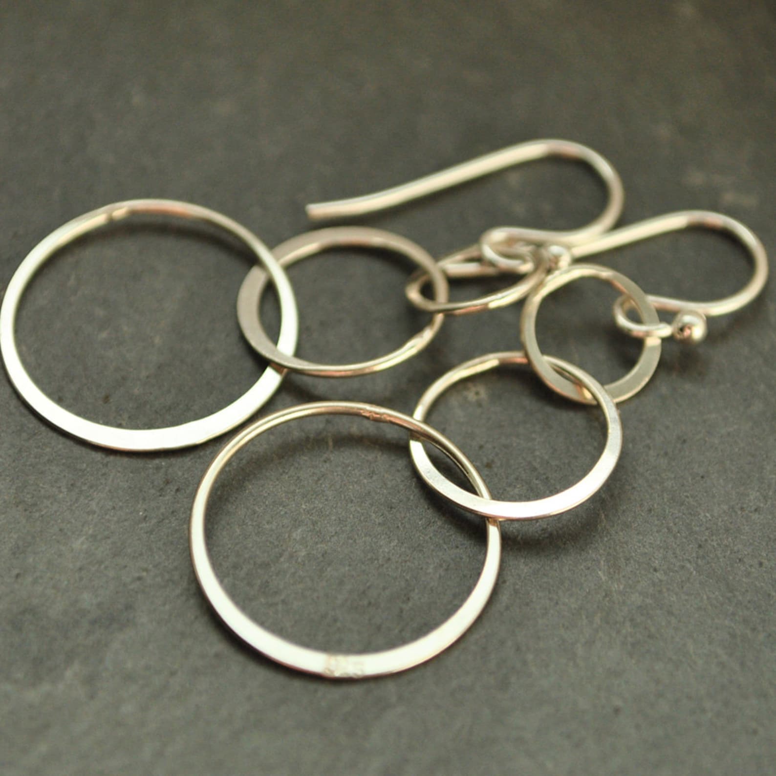 Circle Earrings Sterling Silver Circle Drop Earrings | Etsy