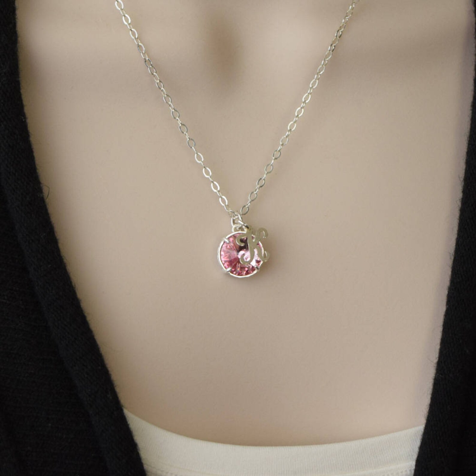 October Birthstone Bracelet Silver Pink Crystal Bracelet - Etsy