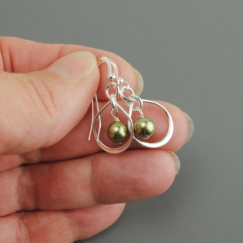 Green Earrings Sterling Silver Infinity Earrings Pearl | Etsy