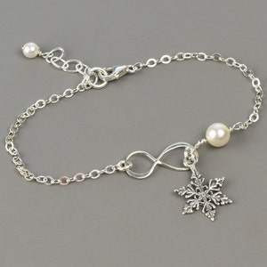Snowflake Bracelet for Women Sterling Silver Winter Bridesmaids ...