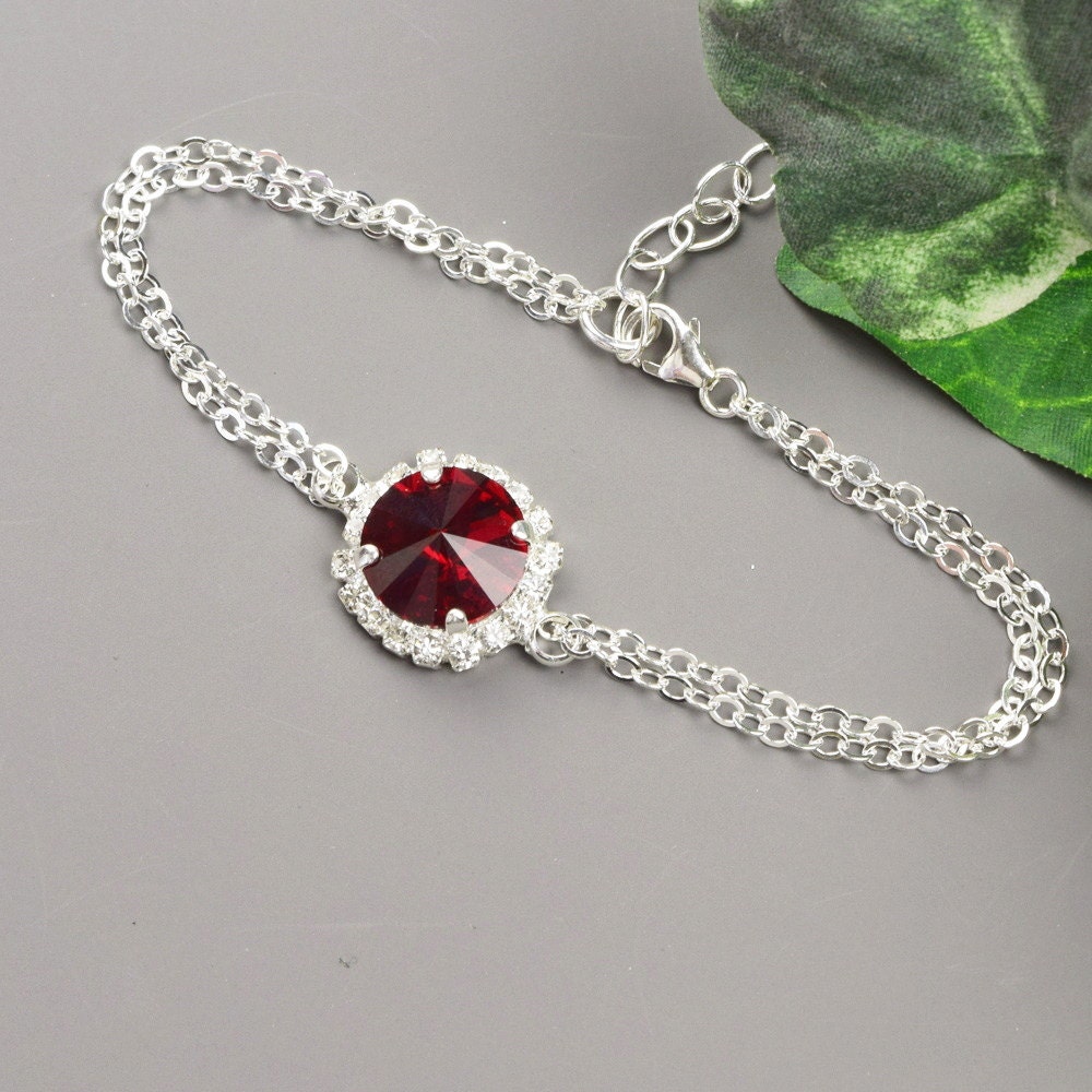 Red Bridal Necklace Silver Ruby Crystal Bridesmaid Jewelry Red | Etsy
