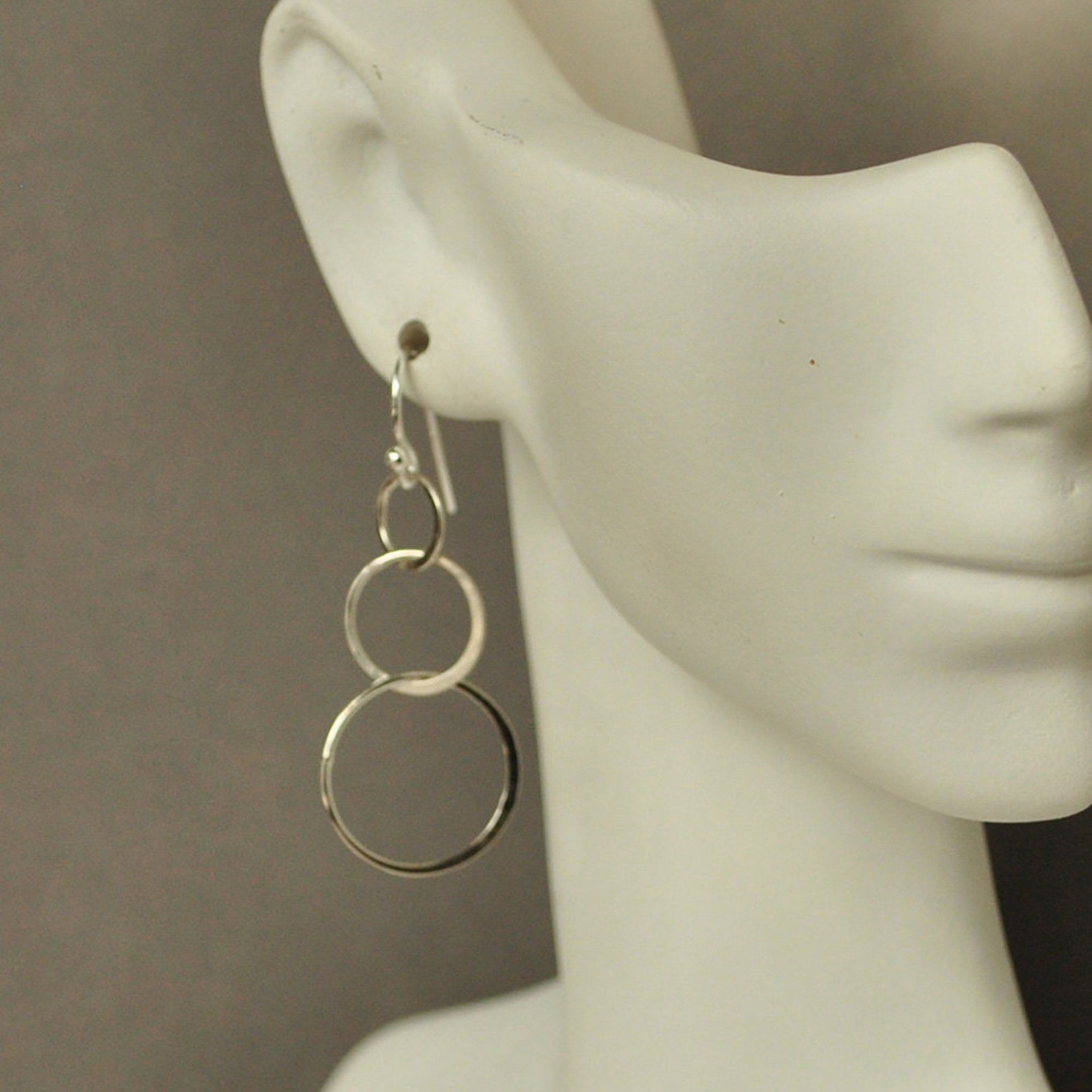 Circle Earrings Sterling Silver Circle Drop Earrings | Etsy