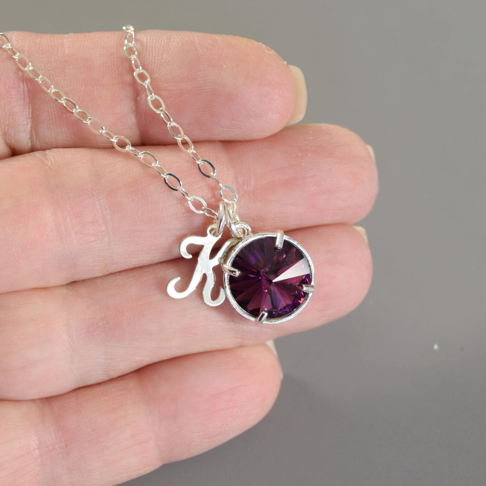 February Birthstone Necklace Custom Mothers Day Gift Sterling - Etsy