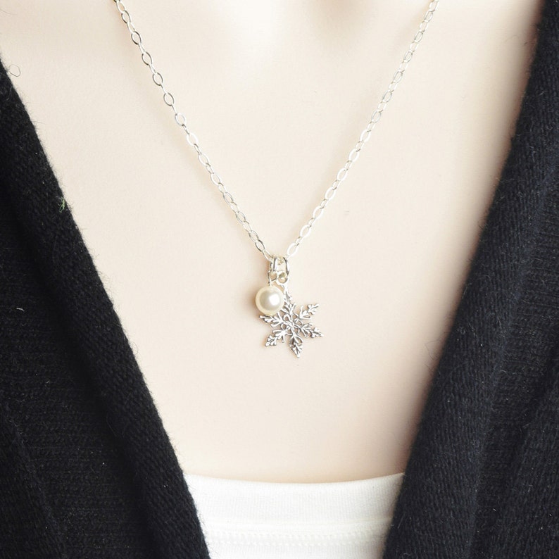 Sterling Silver Snowflake Necklace SET OF 3 Winter Wedding | Etsy