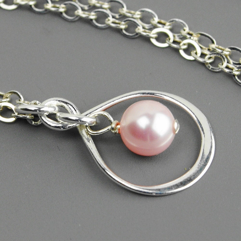 Pink Pearl Necklace Sterling Silver Infinity Necklace for - Etsy