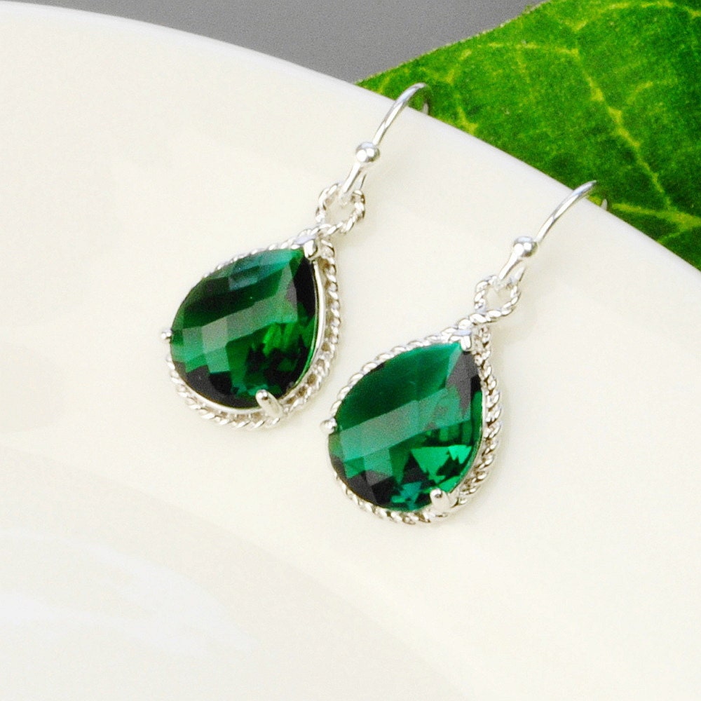 Emerald Green Earrings Green Crystal Earrings Green | Etsy