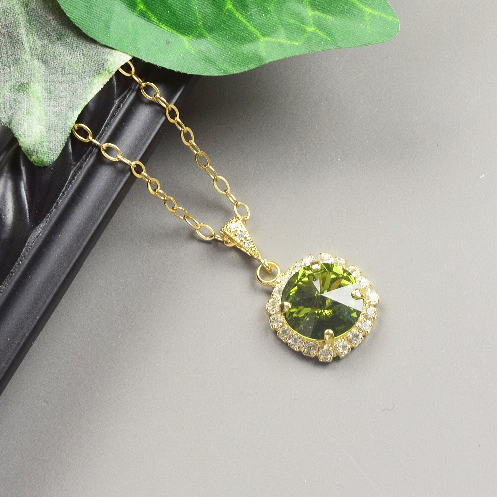 Olivine Necklace Crystal Olive Green Bridal Jewelry Wedding Jewelry for ...