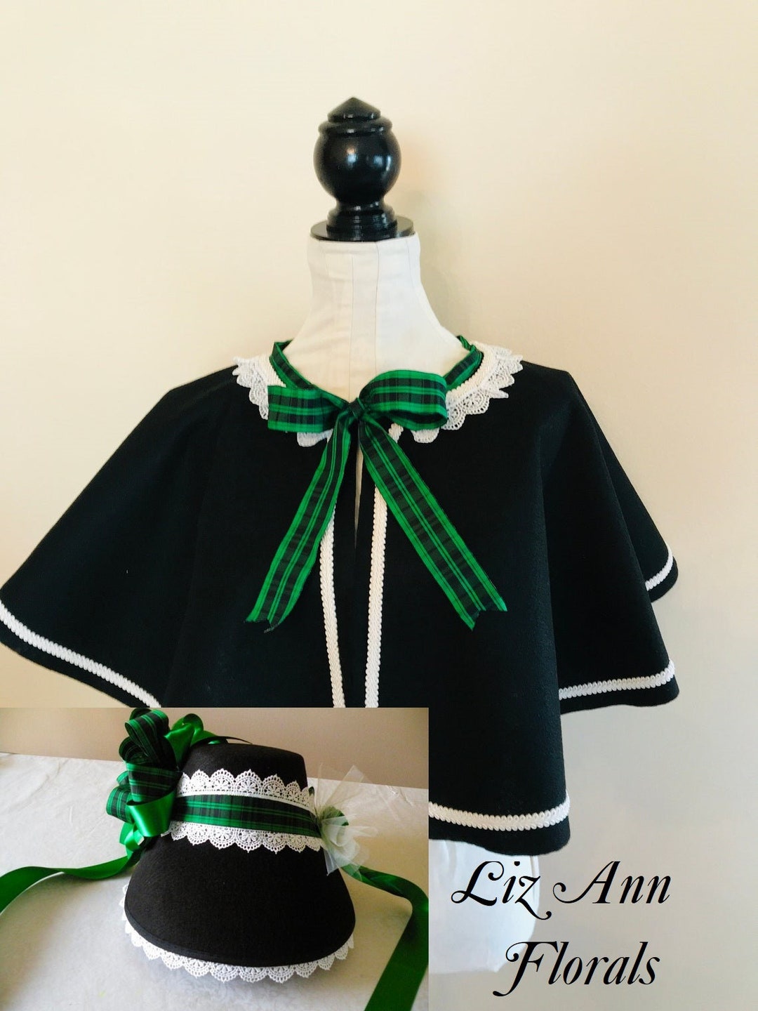 Black and Green Victorian Bonnet, Black and Green Bonnet and Victorian ...