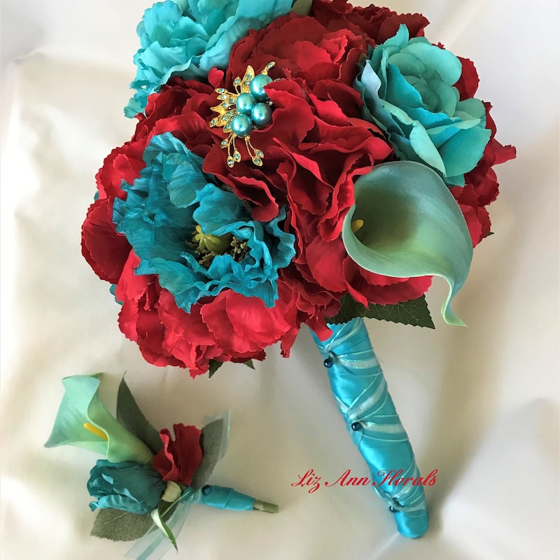 Red Brooch Bouquet - Etsy