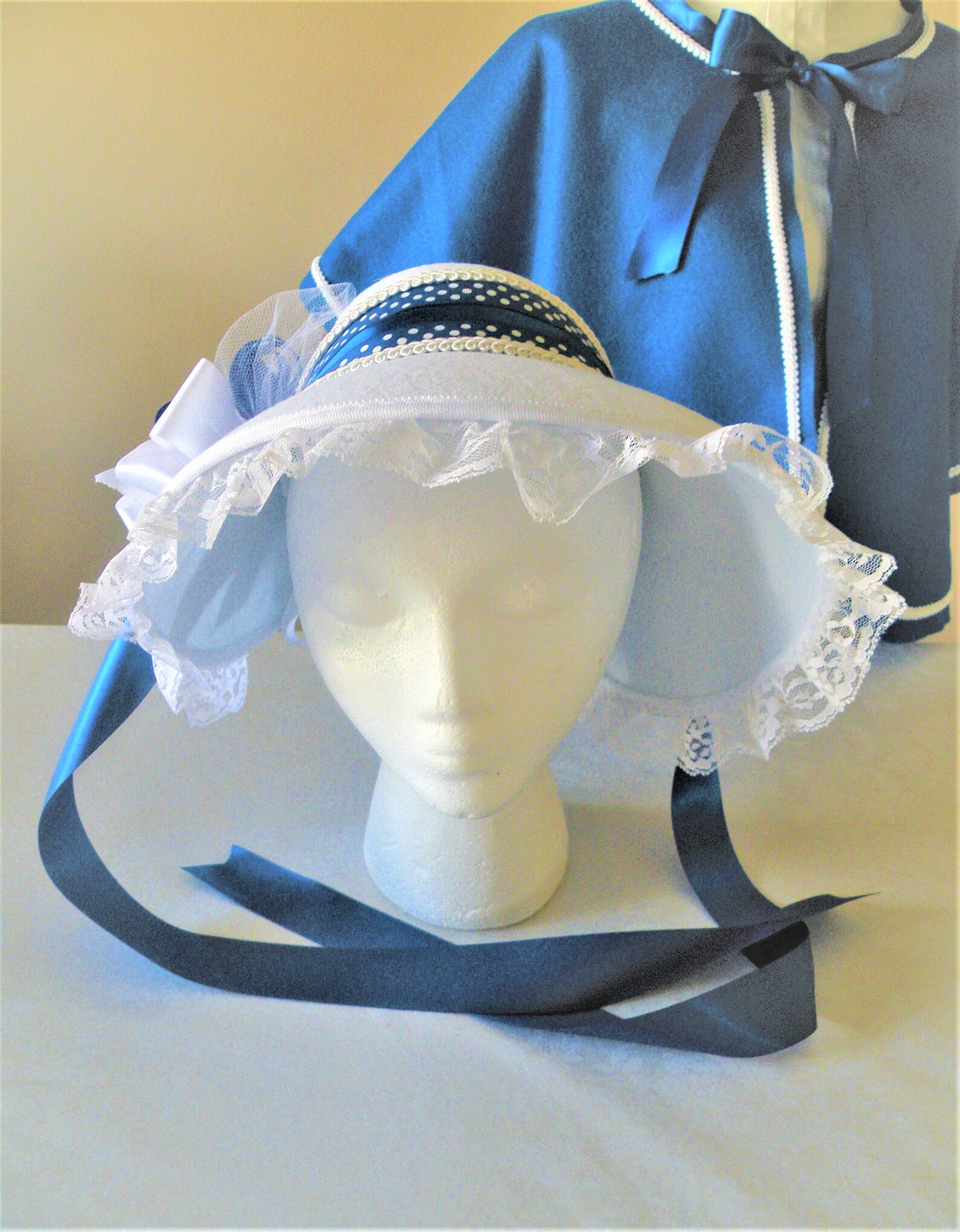 Handmade Victorian Bonnet and Cape: Royal Blue Regency Costume - Etsy