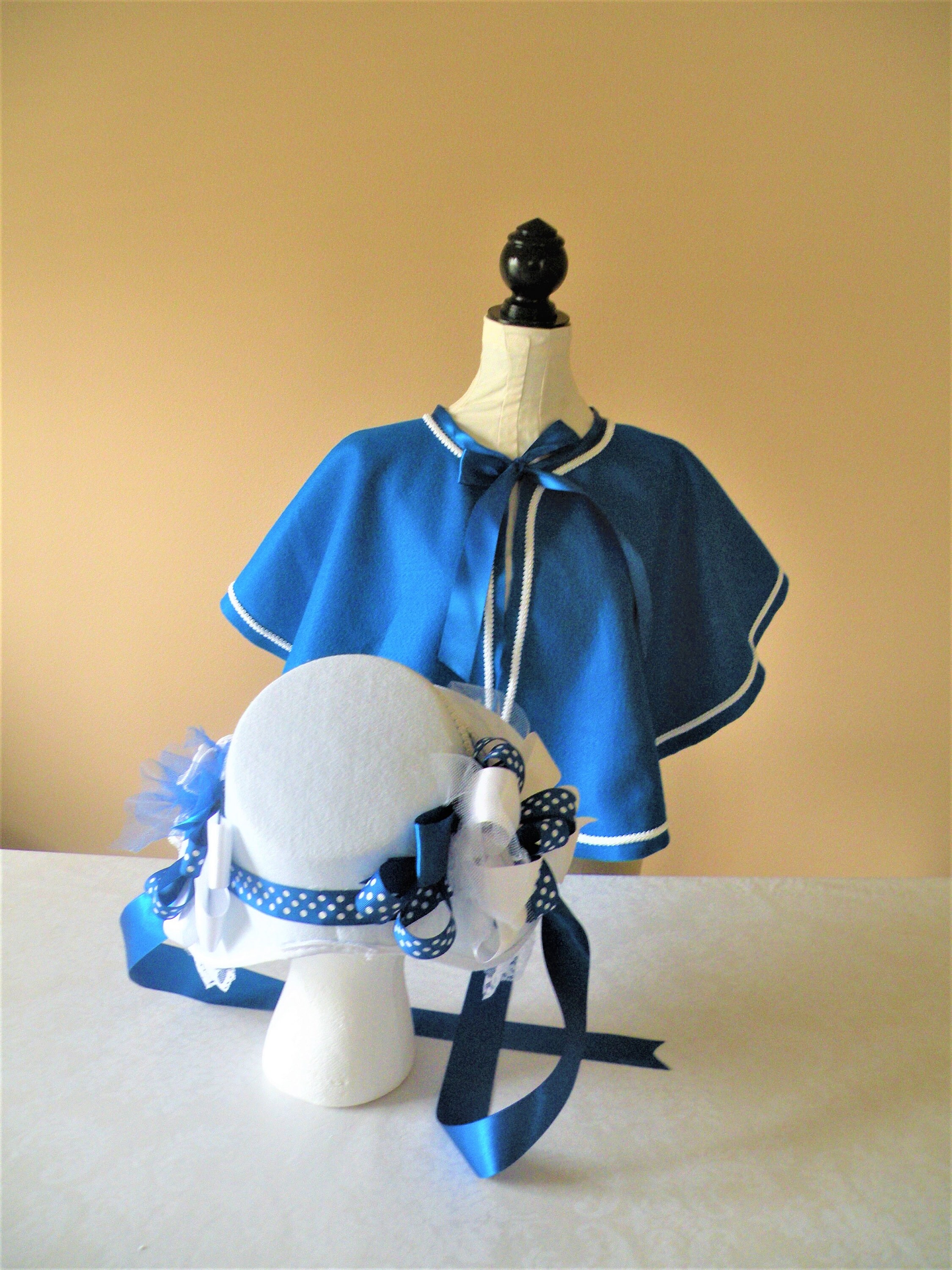 Handmade Victorian Bonnet and Cape: Royal Blue Regency Costume - Etsy
