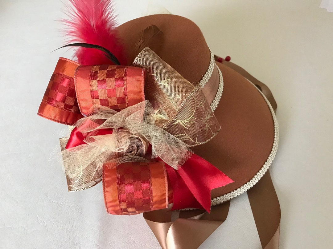 COPPER RED , Brown, VICTORIAN Bonnet, Brown Felt Cape, Spoon Bonnet ...