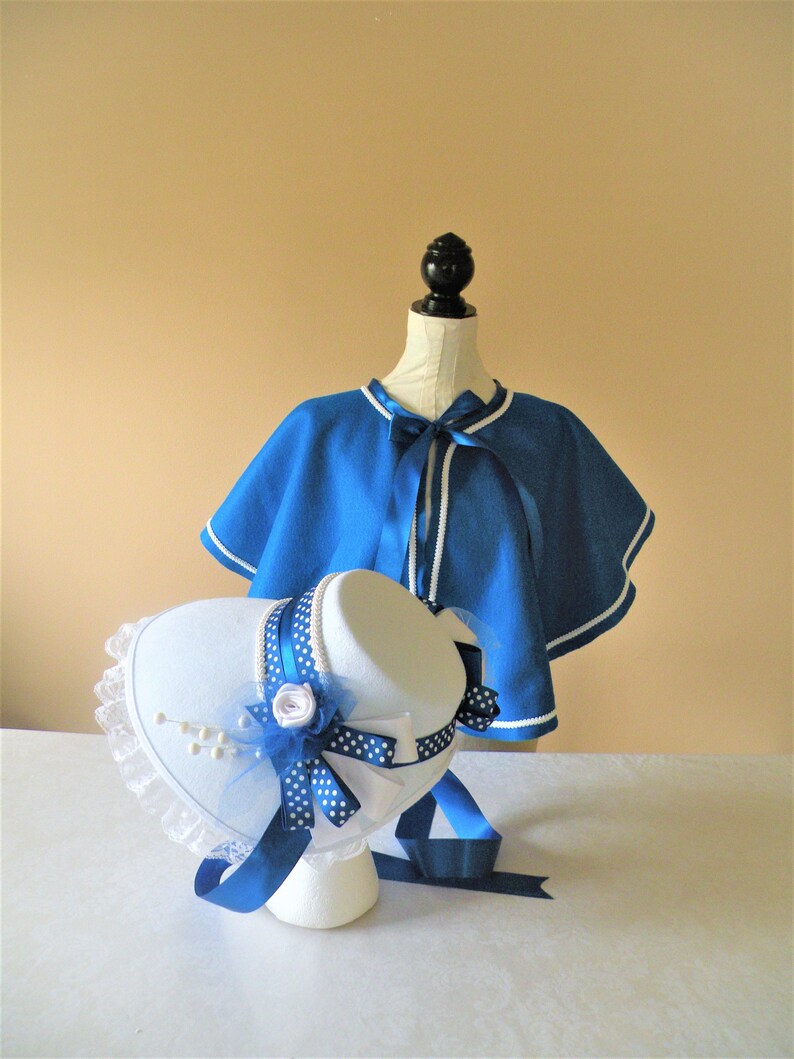 Handmade Victorian Bonnet and Cape: Royal Blue Regency Costume - Etsy
