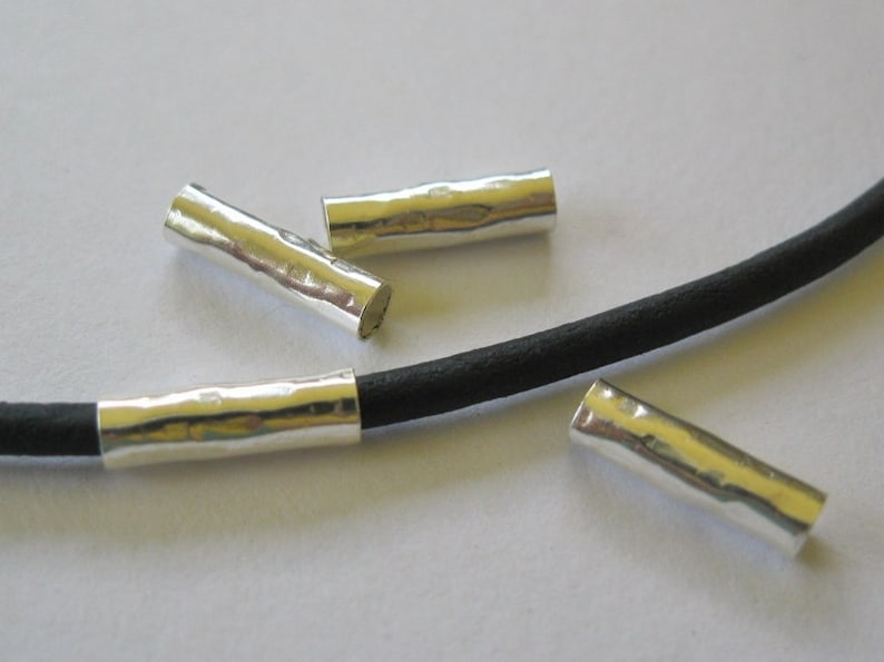 Large Hole Tube Bead 3 X 10mm Hammered Sterling Silver 2.5 mm | Etsy