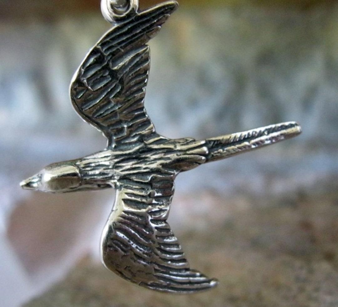 Soaring Bird Charm Sterling Silver Flying Hawk Wildlife Nature - Etsy