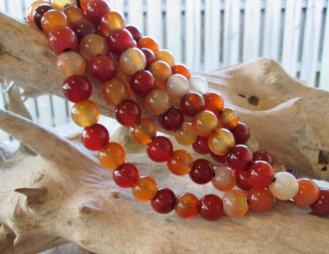 Large 4mm Hole Carnelian Stone Bead 12mm Round Gemstone Light-med ...