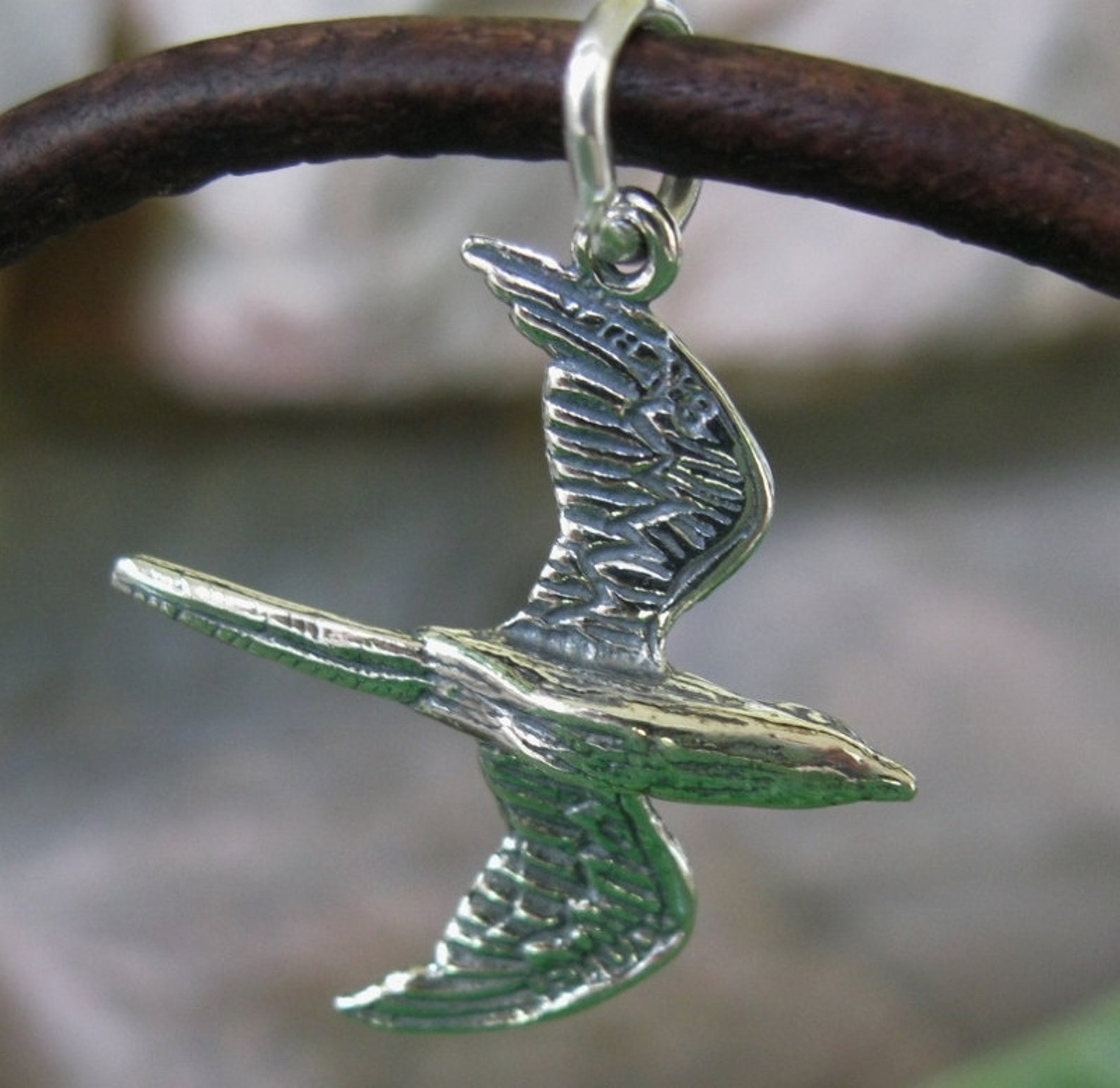 Soaring Bird Charm Sterling Silver Flying Hawk Wildlife Nature - Etsy